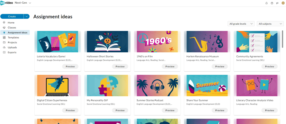 Assignment Ideas Library - Video Lesson Plans for Teachers - WeVideo