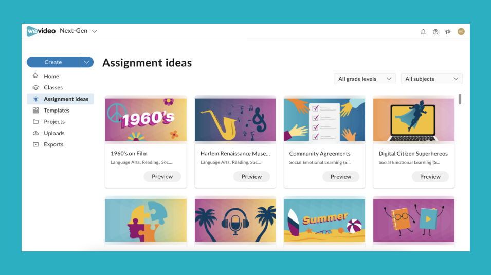 Assignment Ideas Library - Video Lesson Plans for Teachers - WeVideo